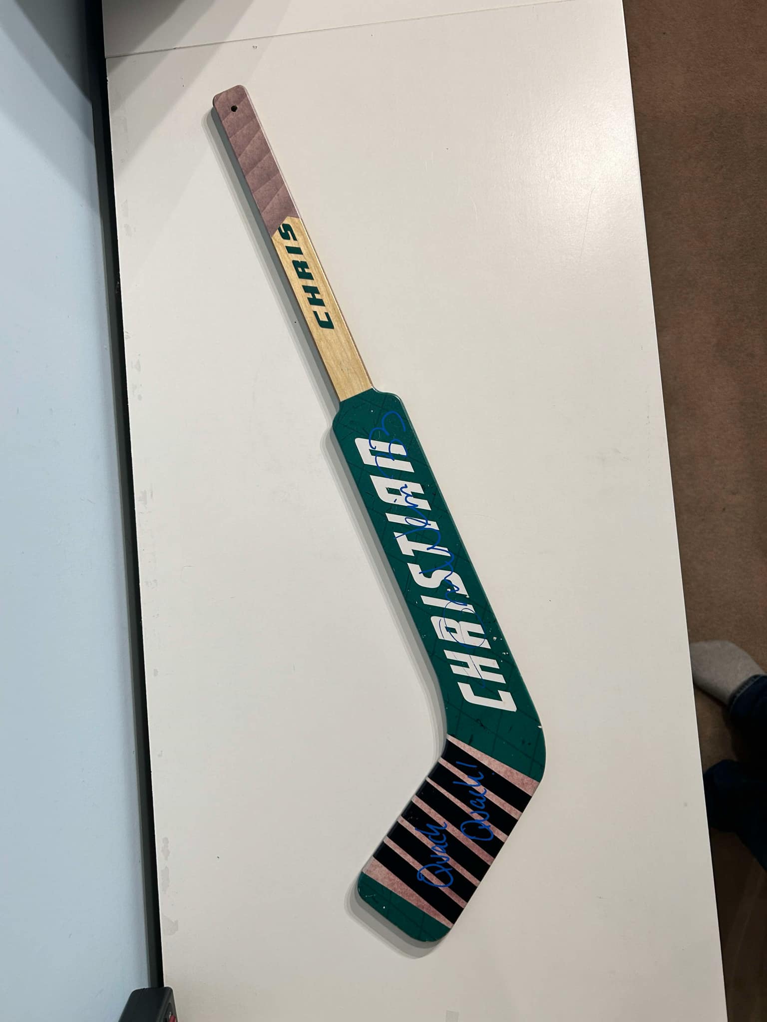 Shawn Weise The Might Ducks Mini Christian Goal Stick Autographed w/ Q ...