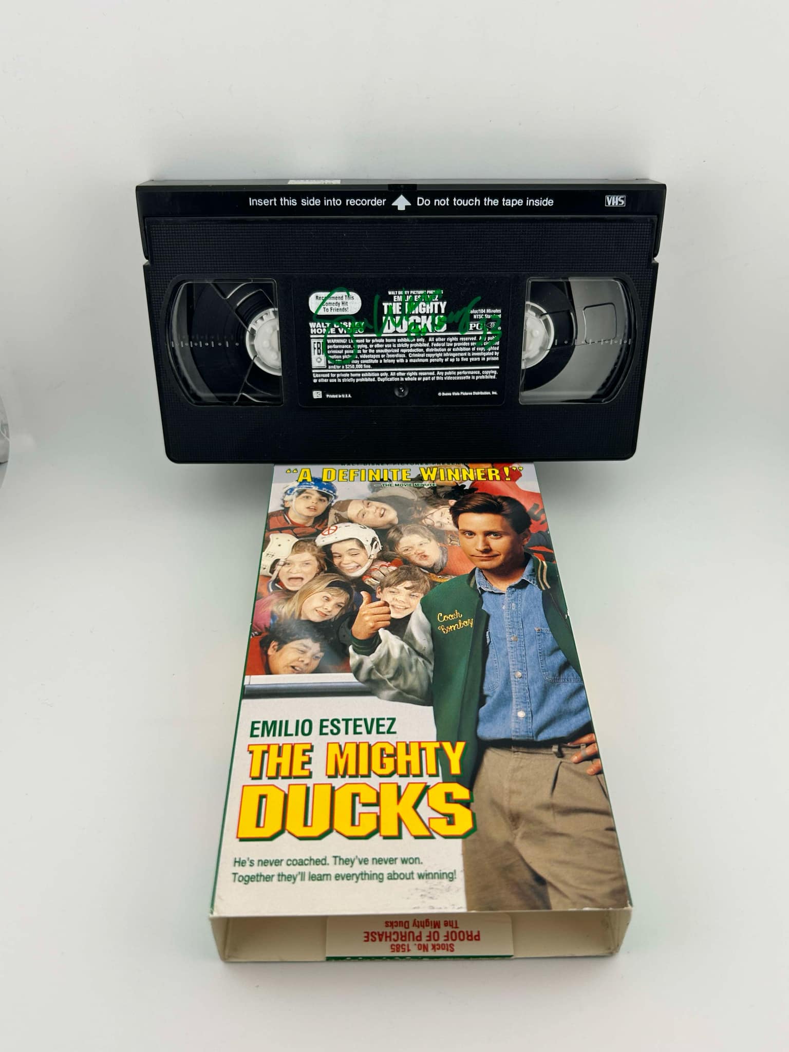 Sean Weise Walt Disney The Might Ducks Autographed VHS Tape w/ Goldber ...